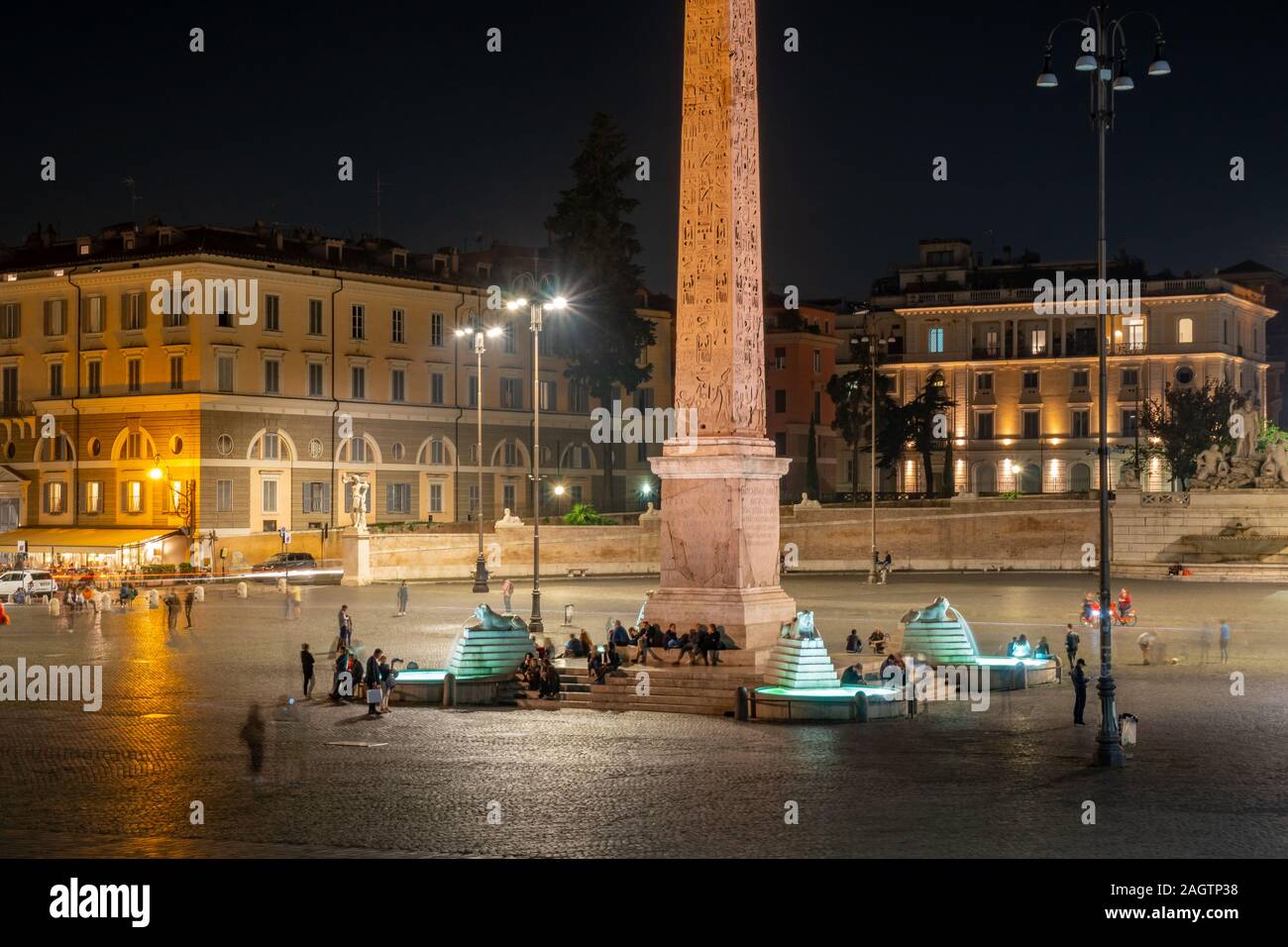 Piazza del Popolo at night in Rome, Italy. Travel Stock Photo - Alamy