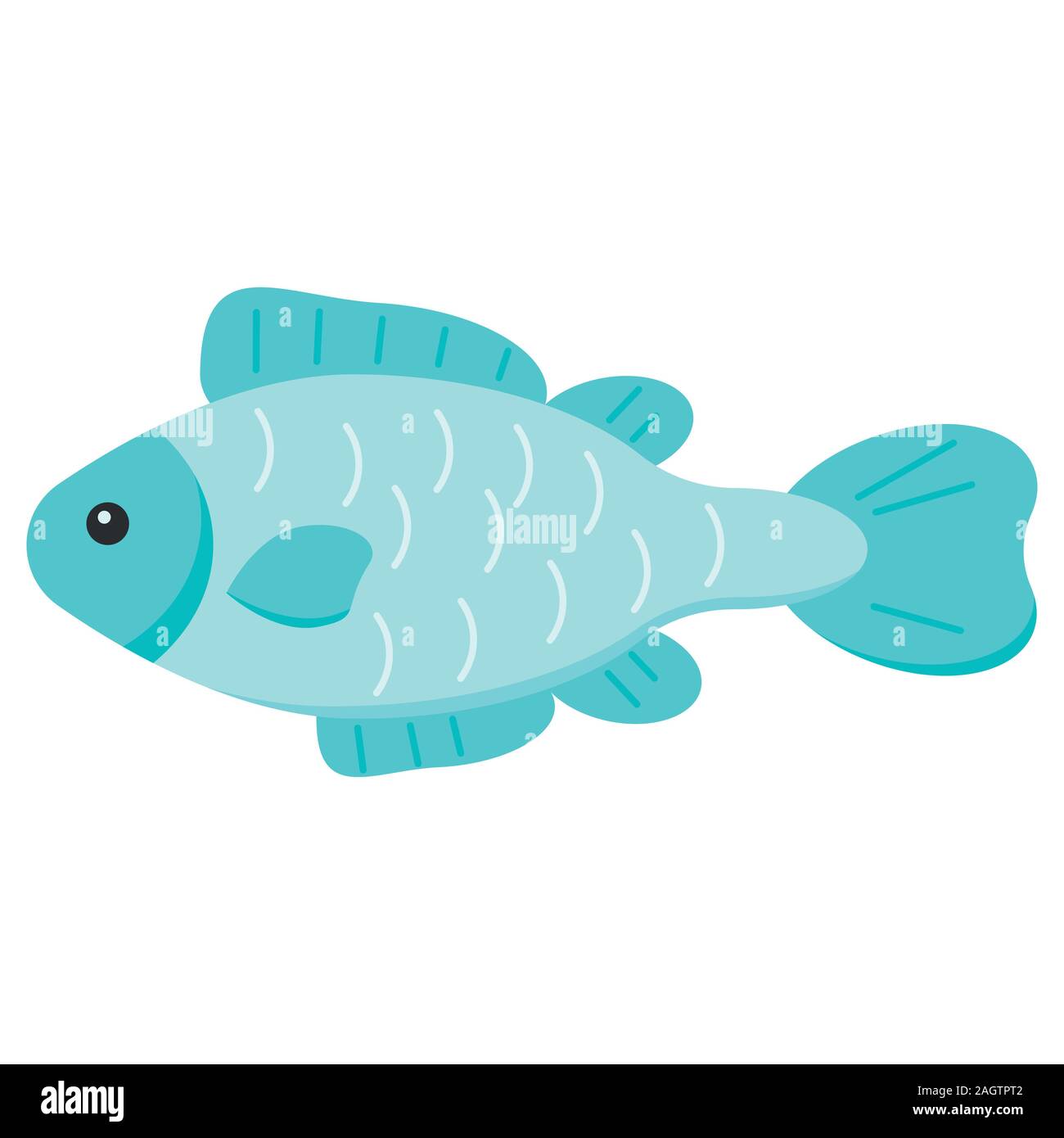 Vector cute fish flat design silhouette icon isolated on white ...