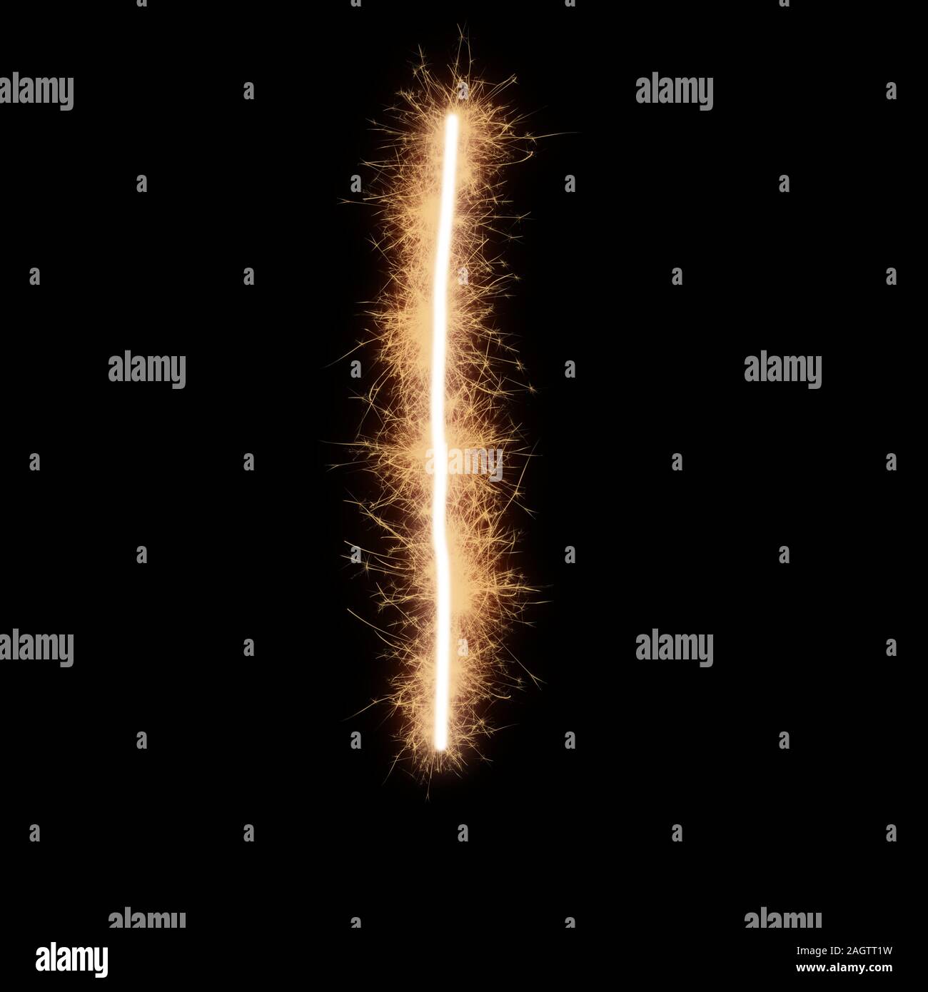 Lower case l letter of alphabet written by squib sparks on a black ...