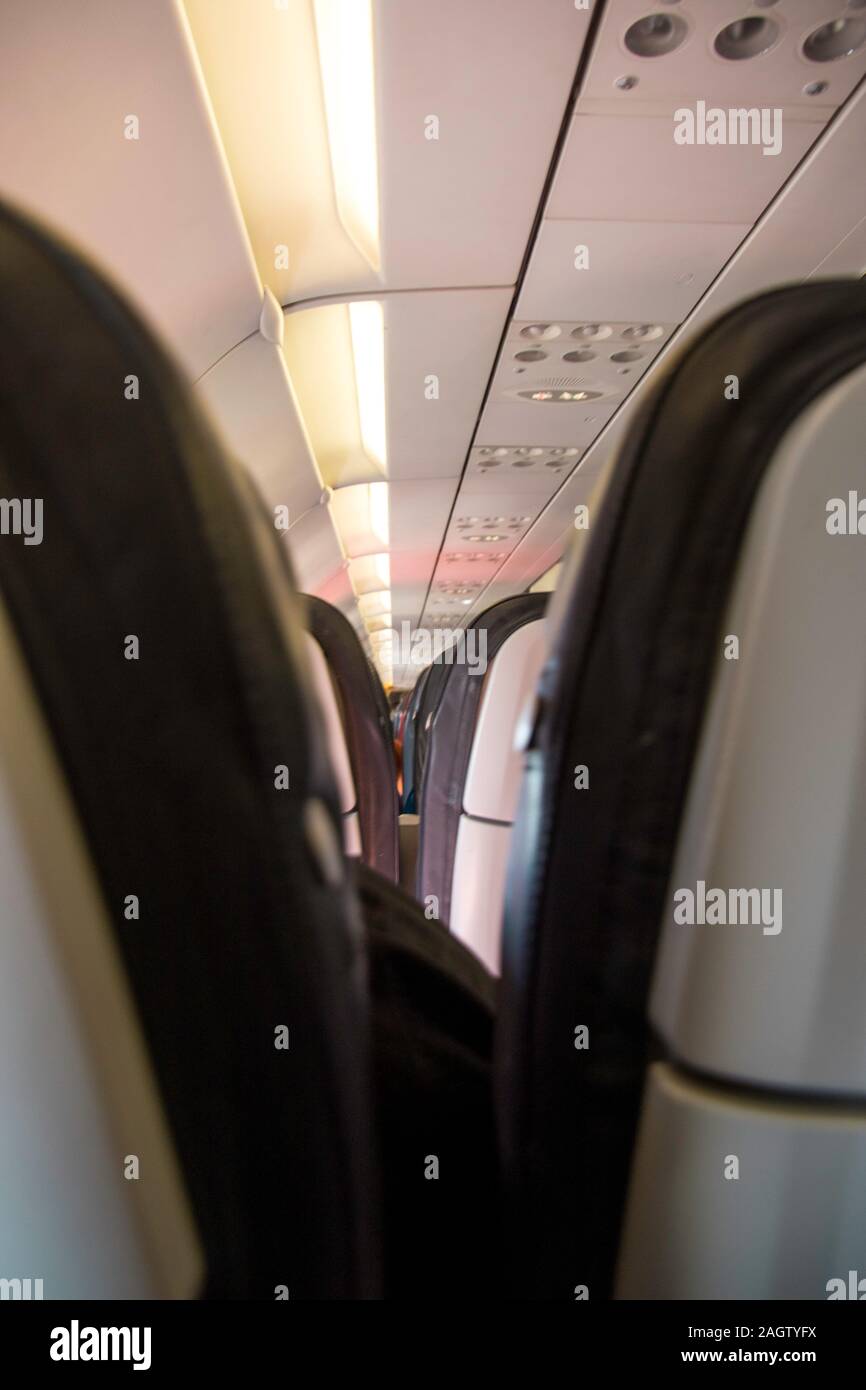 A passenger view from onboard a typical European airline Stock Photo ...
