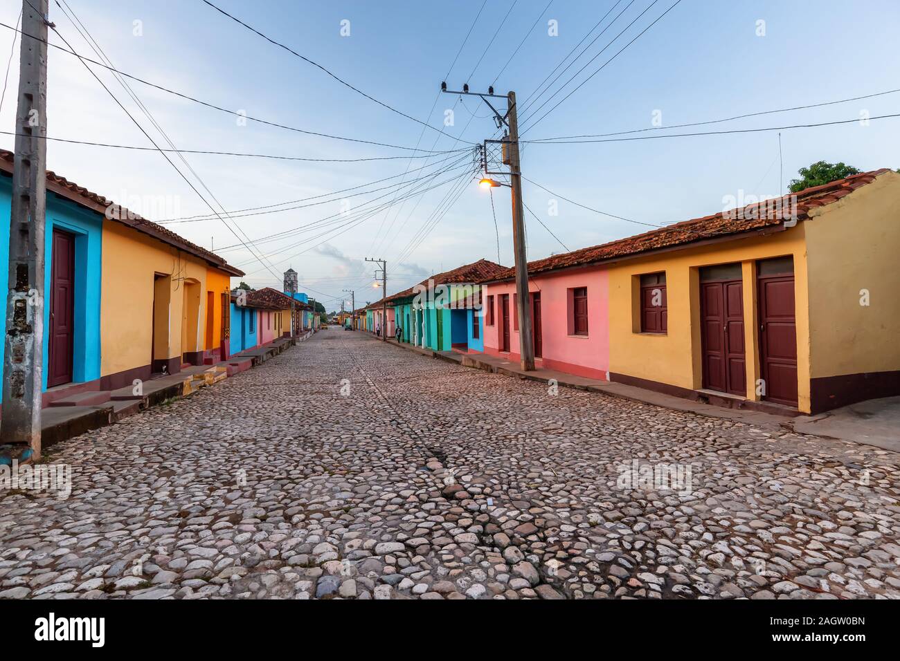 Street view of a Residential neighborhood in a small Cuban Town during ...
