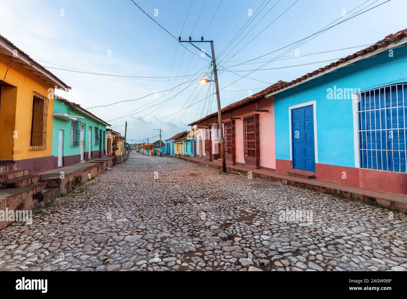 Street view of a Residential neighborhood in a small Cuban Town during ...