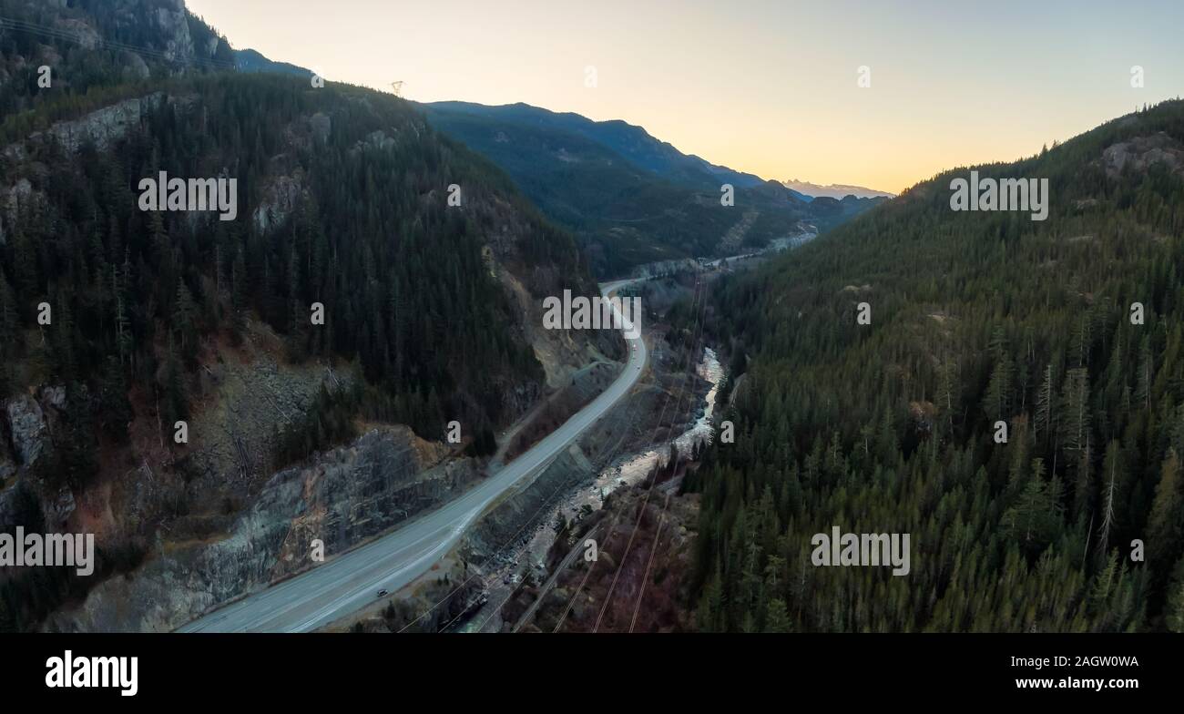 Aerial Panoramic View of the Famous Scenic Drive, Sea to Sky Highway ...