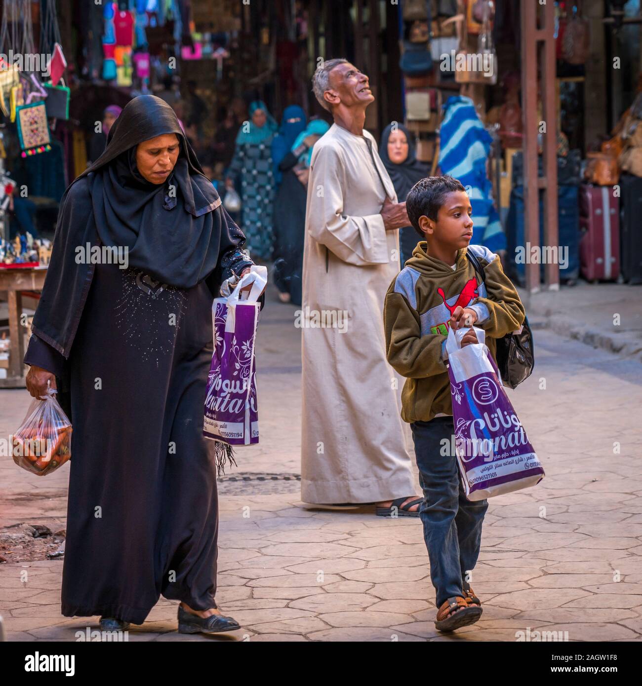 November 2019, LUXOR, EGYPT - Moslem People of Egypt go shopping at ...