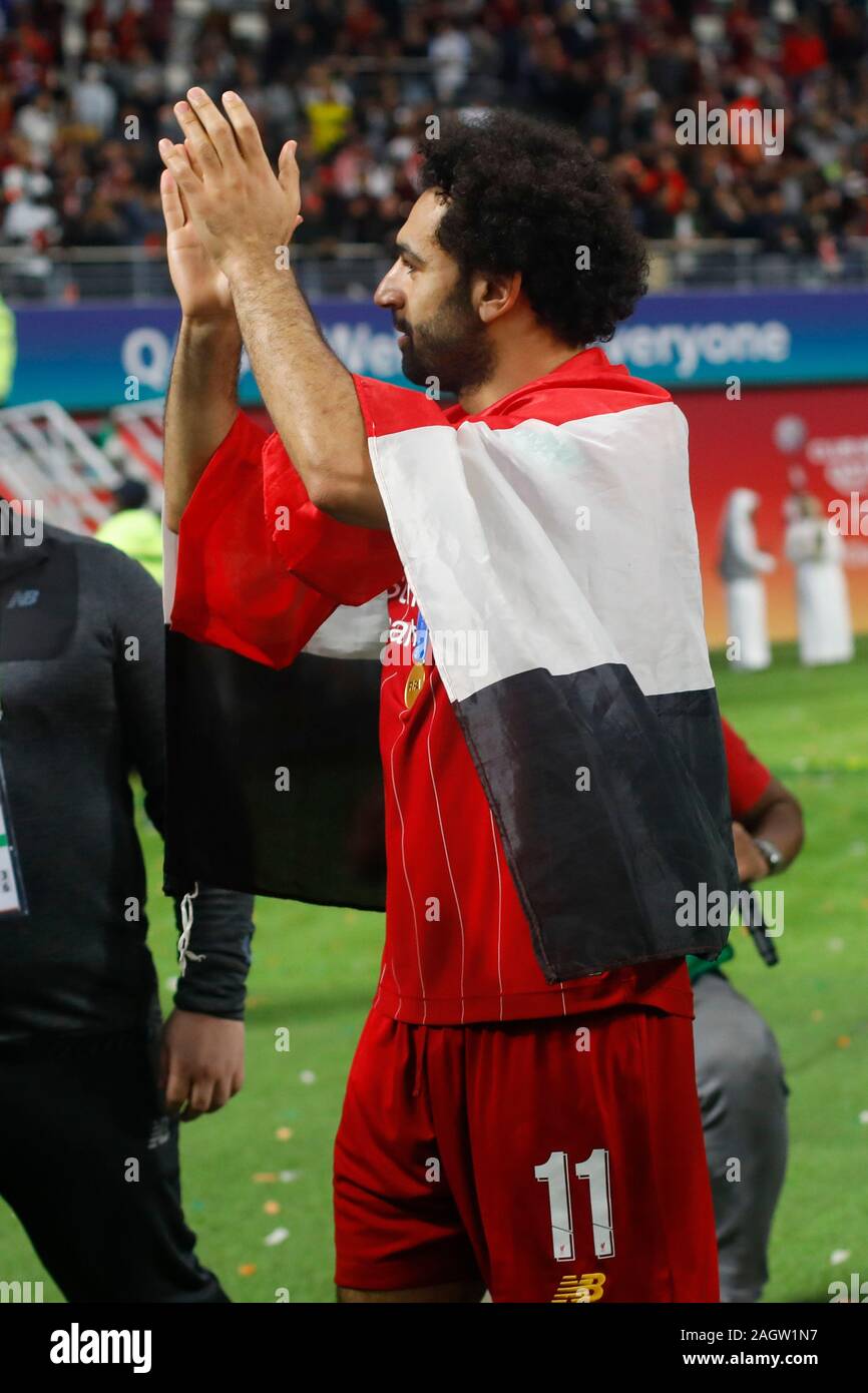 Doha, Qatar. 21st Dec, 2019. Mohamed Salah celebrate the victory after ...