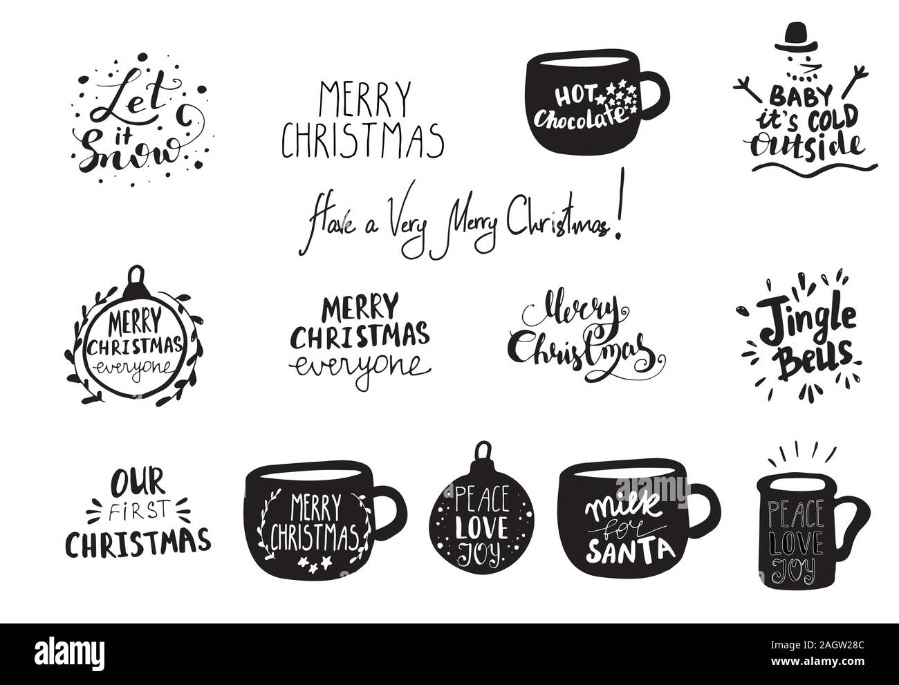Set of Christmas lettering handwritten Stock Vector Image & Art - Alamy