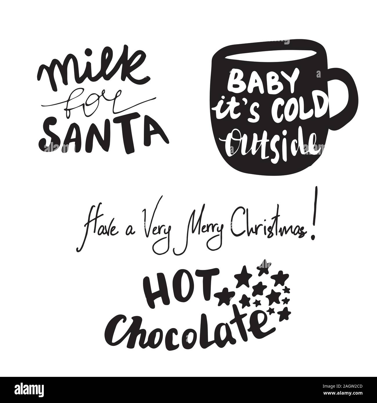 Set of Christmas lettering handwritten Stock Vector Image & Art - Alamy