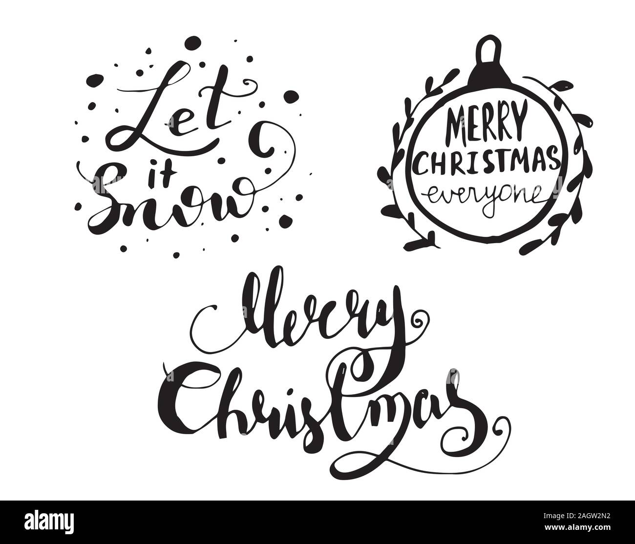 Set of Christmas lettering handwritten Stock Vector Image & Art - Alamy