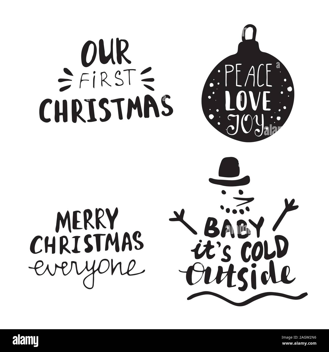 Set of Christmas lettering handwritten Stock Vector Image & Art - Alamy