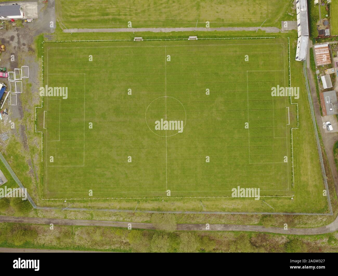 An image of a football field taken from above, using a drone Stock ...