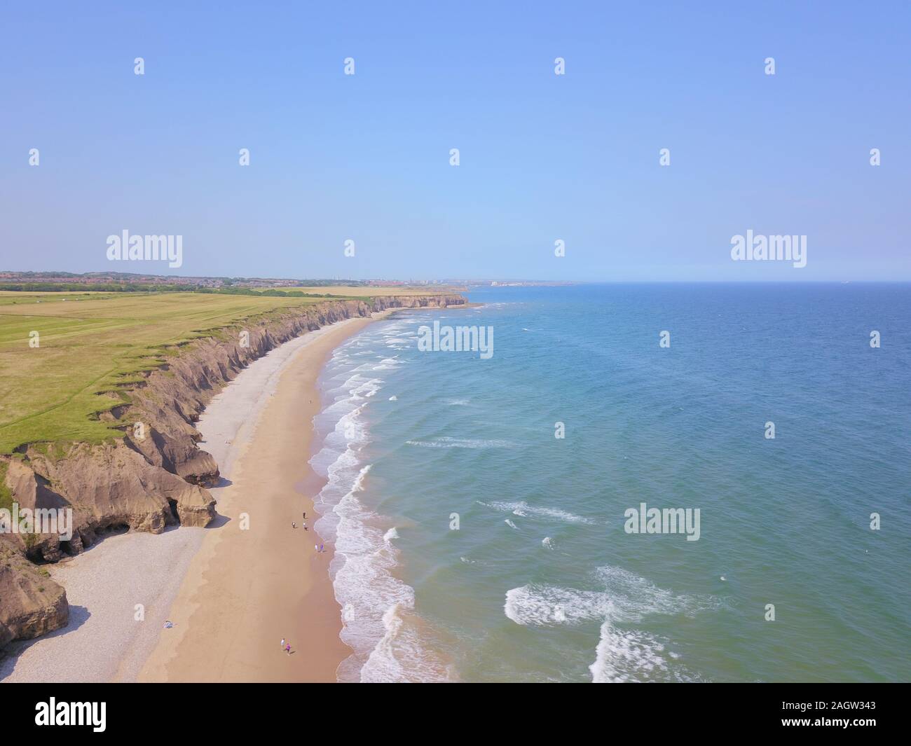 A shot of a typical British beach /coastline taken from a drone Stock ...