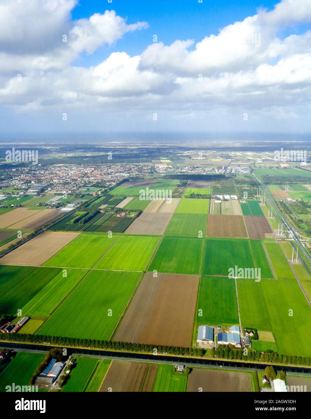A view from above the beautiful fields of Amsterdam, Netherlands Stock ...