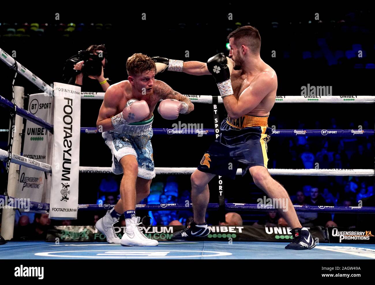 Archie Sharp (left) in action against Artjoms Ramlavs (right) in the ...