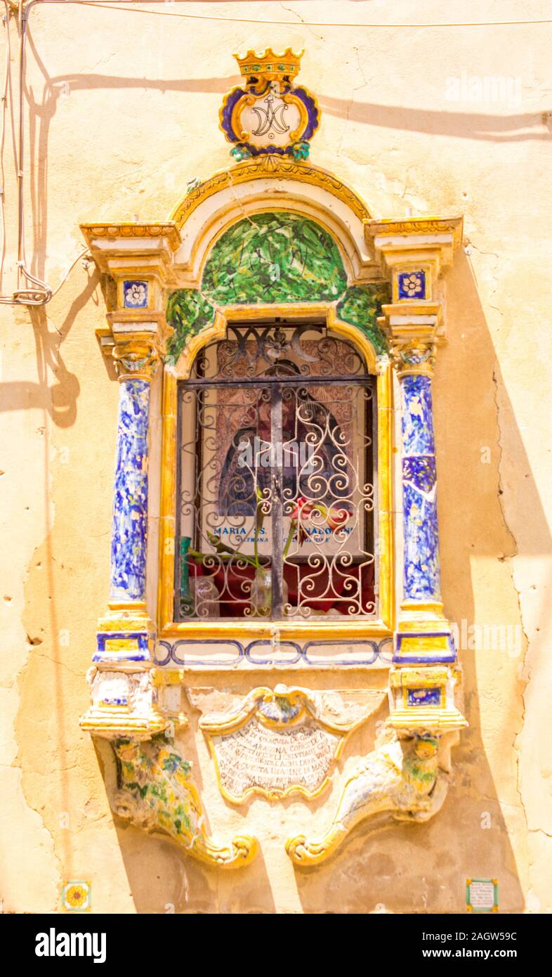 A traditional wall saint / prayer location in Sicily, Italy Stock Photo ...