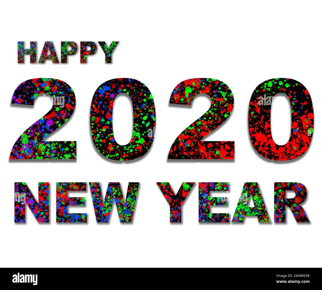 Happy New Year 2020 colorful text design with white background Stock ...