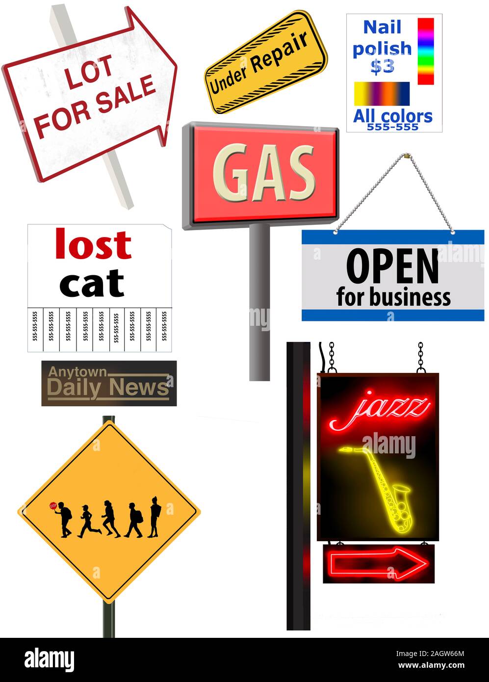 Graphic elements are shown here with a variety of signs Stock Photo - Alamy