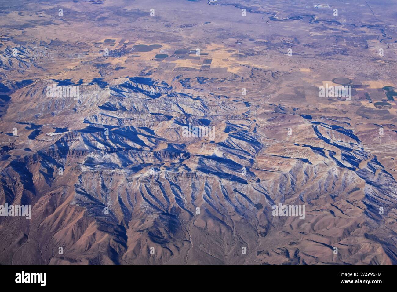 Colorado Rocky Mountains Aerial view from airplane of abstract ...