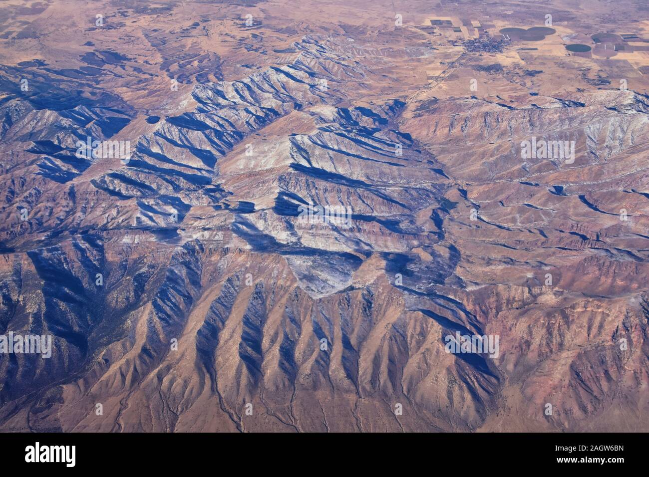 Colorado Rocky Mountains Aerial view from airplane of abstract ...