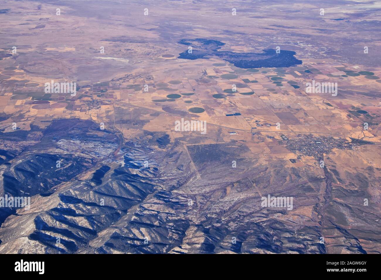 Colorado Rocky Mountains Aerial view from airplane of abstract ...