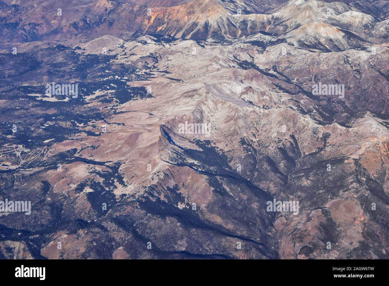 Colorado Rocky Mountains Aerial view from airplane of abstract ...