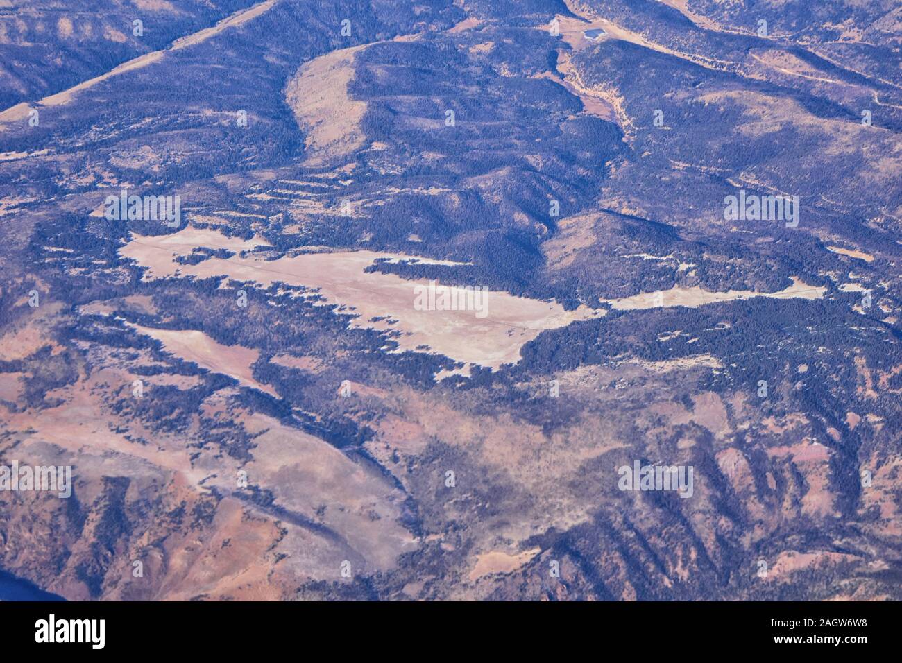 Colorado Rocky Mountains Aerial view from airplane of abstract ...