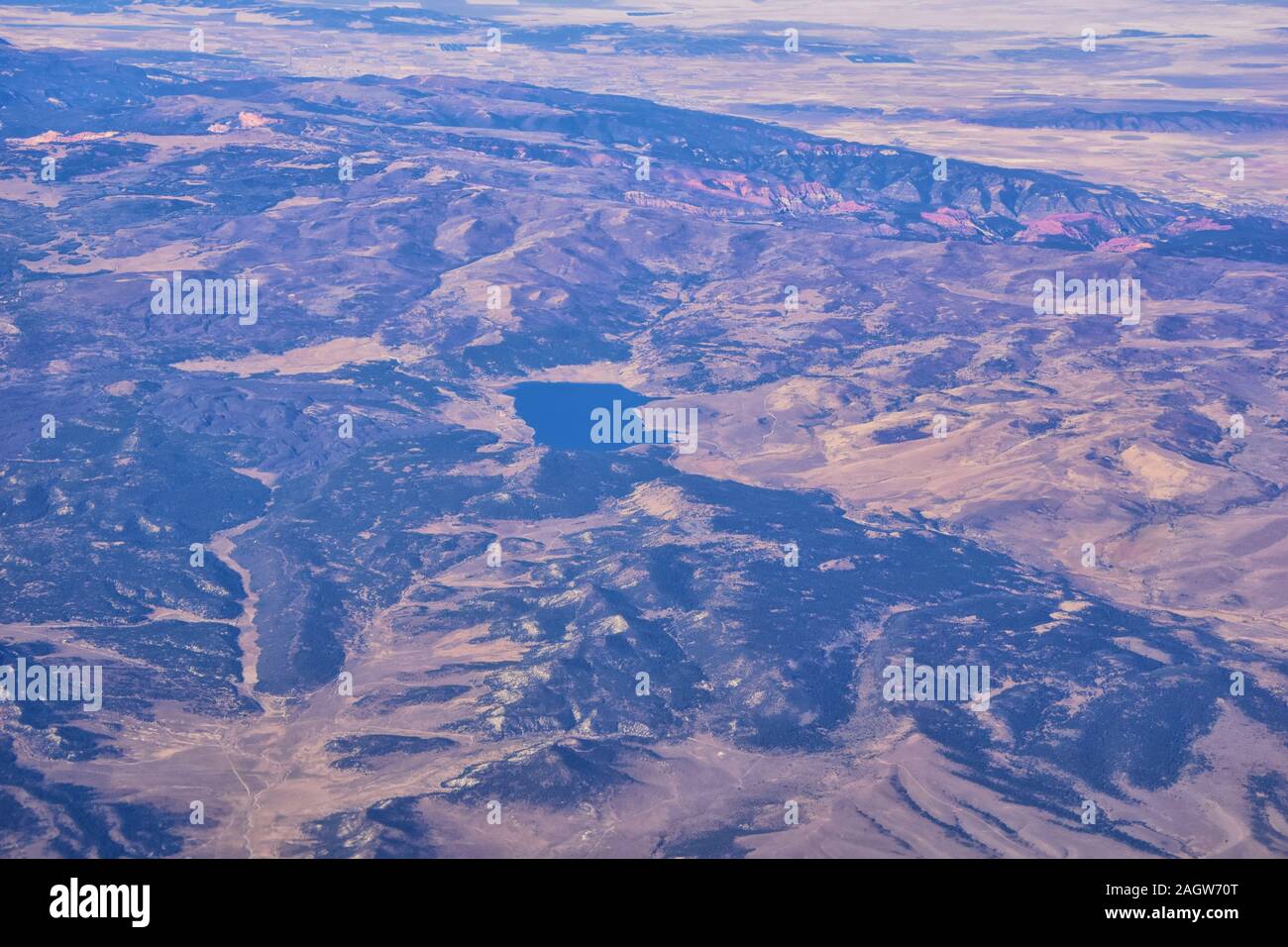 Colorado Rocky Mountains Aerial view from airplane of abstract ...
