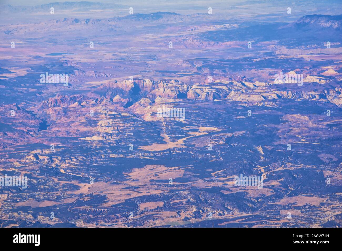 Colorado Rocky Mountains Aerial view from airplane of abstract ...