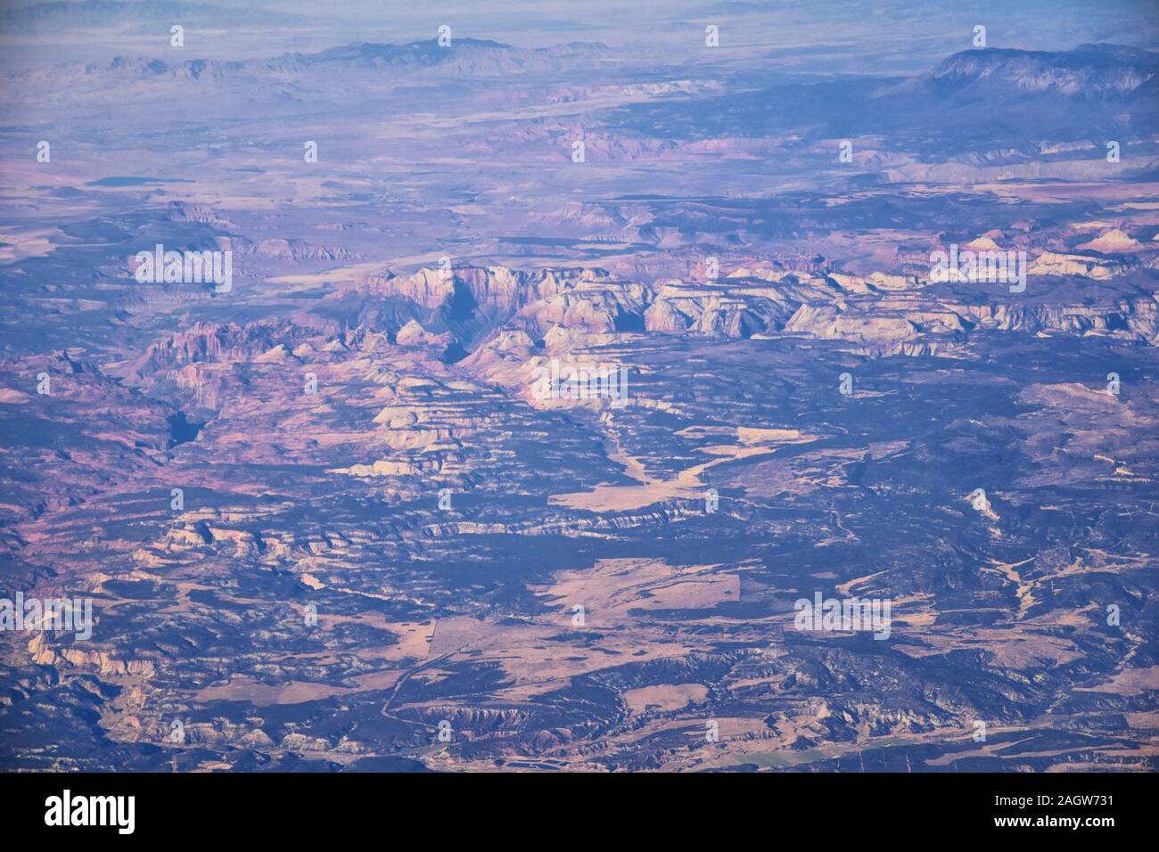 Colorado Rocky Mountains Aerial view from airplane of abstract ...