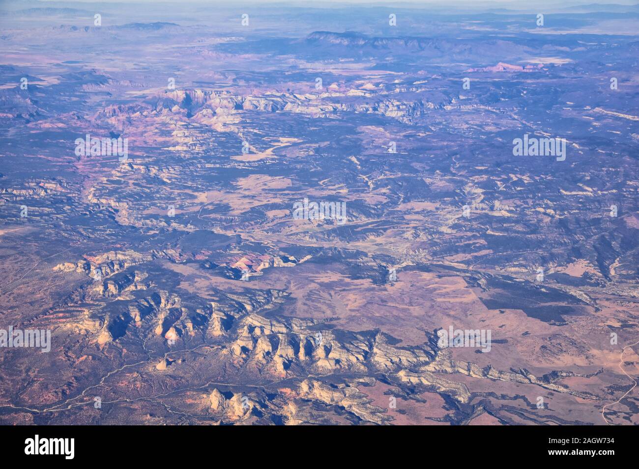 Colorado Rocky Mountains Aerial view from airplane of abstract ...