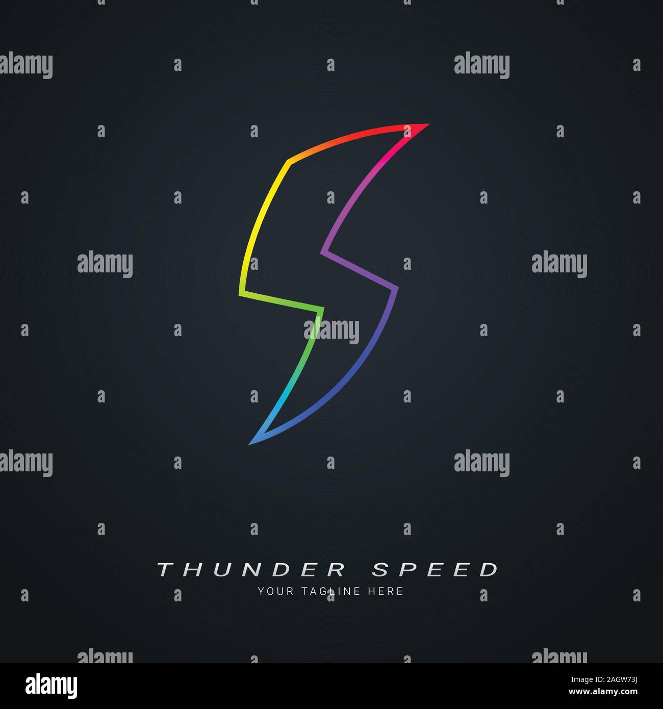 Rainbow Outline Thunder sign. Isolated Vector Illustration Stock Vector ...