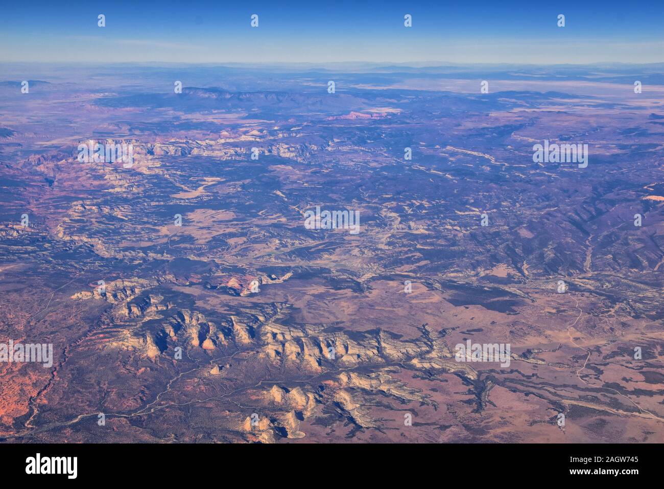 Colorado Rocky Mountains Aerial view from airplane of abstract ...