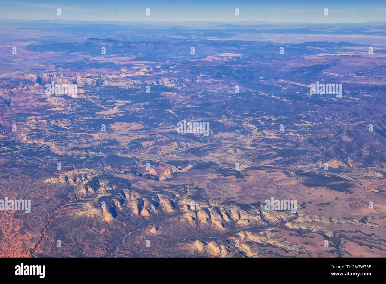 Colorado Rocky Mountains Aerial view from airplane of abstract ...