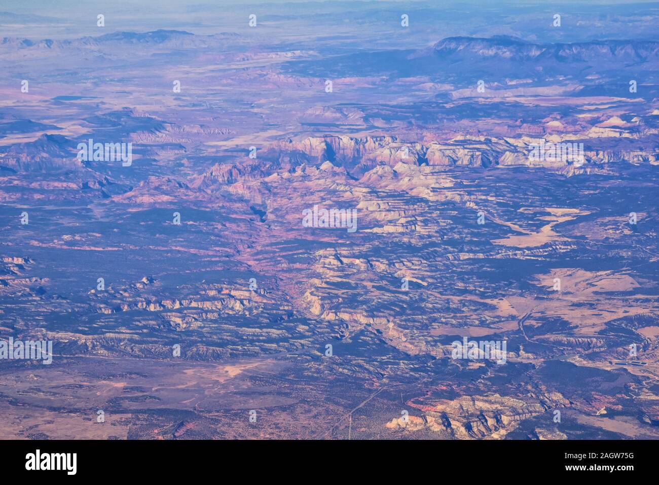 Colorado Rocky Mountains Aerial view from airplane of abstract ...