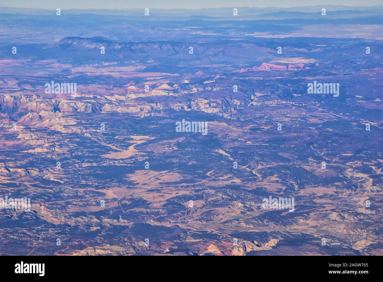 Colorado Rocky Mountains Aerial view from airplane of abstract ...