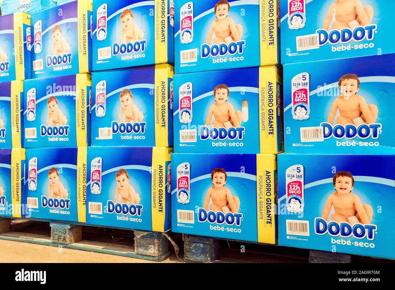 Valencia, Spain - December 20, 2019: Dodot baby diapers in a ...
