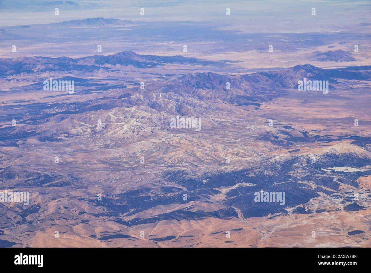 Colorado Rocky Mountains Aerial view from airplane of abstract ...