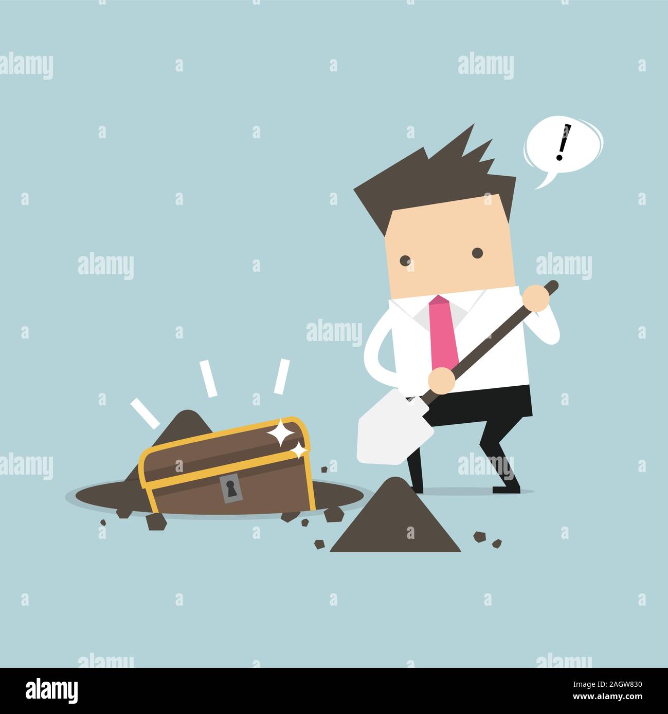 Businessman digging ground for a treasure. vector Stock Vector Image ...