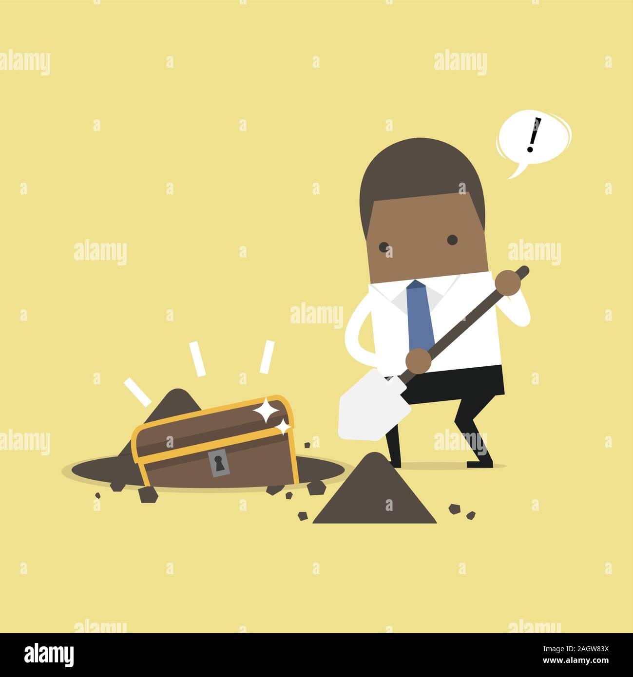 African businessman digging ground for a treasure. vector Stock Vector ...