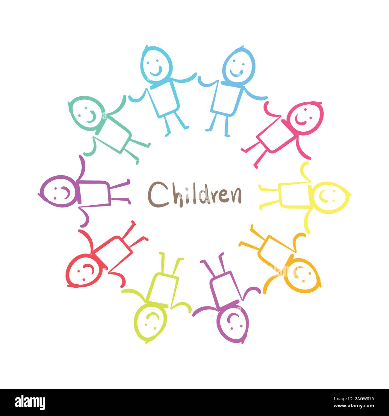 Children holding hands. vector Stock Vector Image & Art - Alamy
