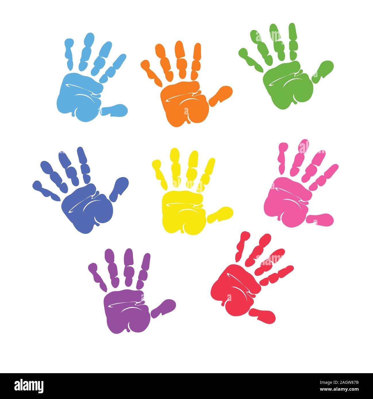 Set of colorful hand prints isolated on white background. vector Stock ...