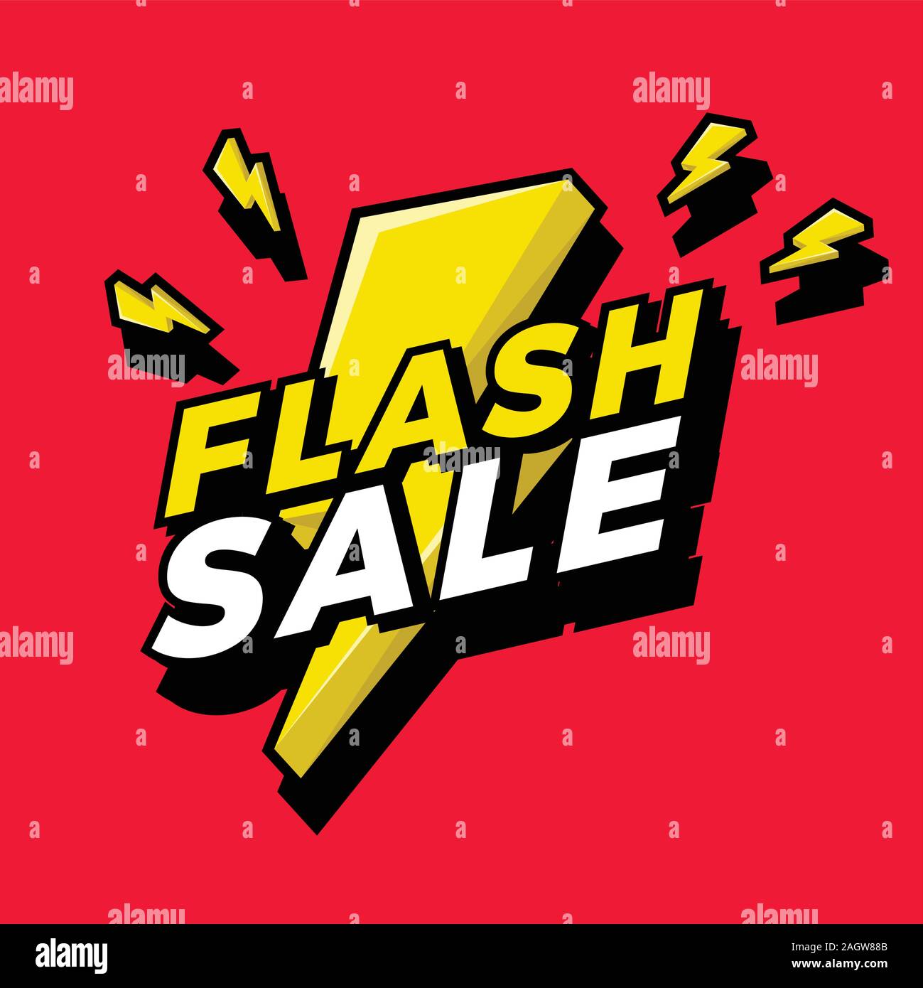 Ultra Dynamic 3D Flash Sale Sign with Bright Yellow Lightening Bolt ...