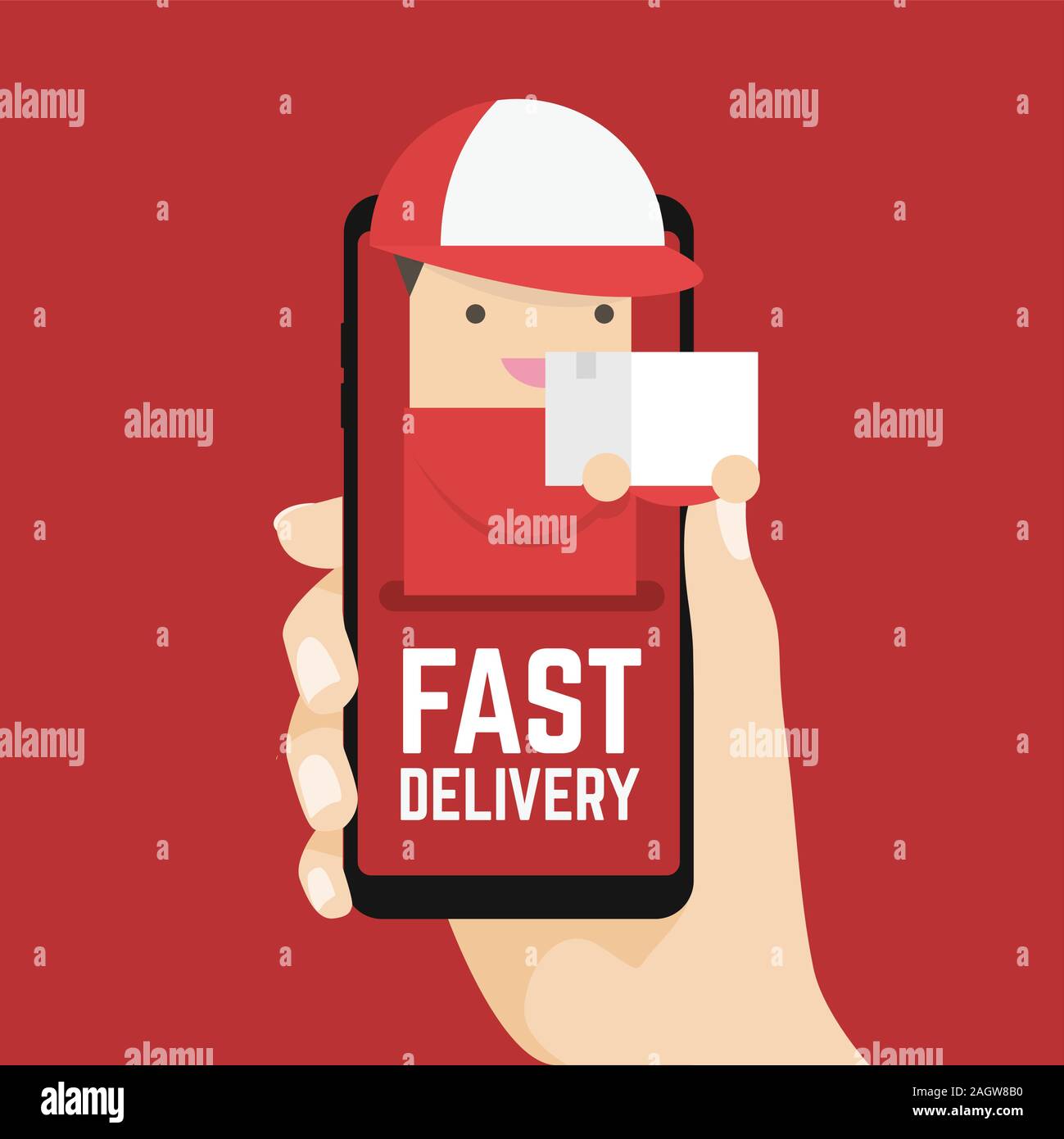 Fast delivery online on mobile in your hand. vector Stock Vector Image ...