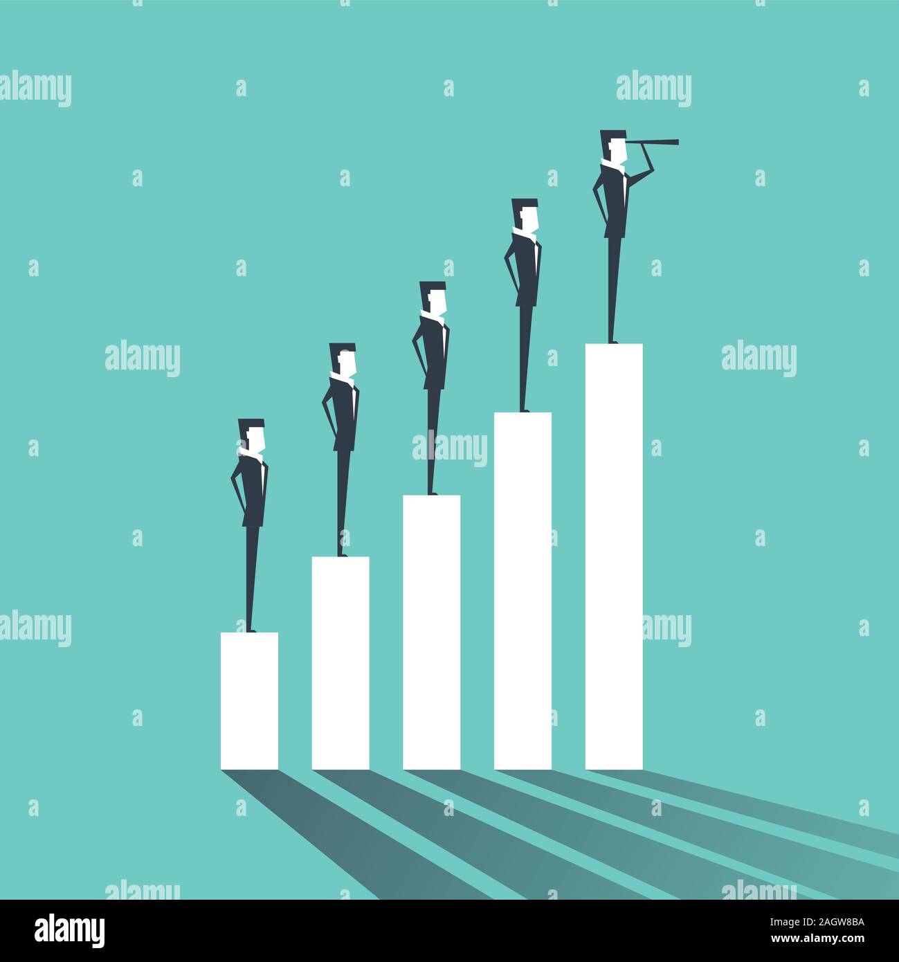 Businessmen standing on a graph, business success. vector Stock Vector ...