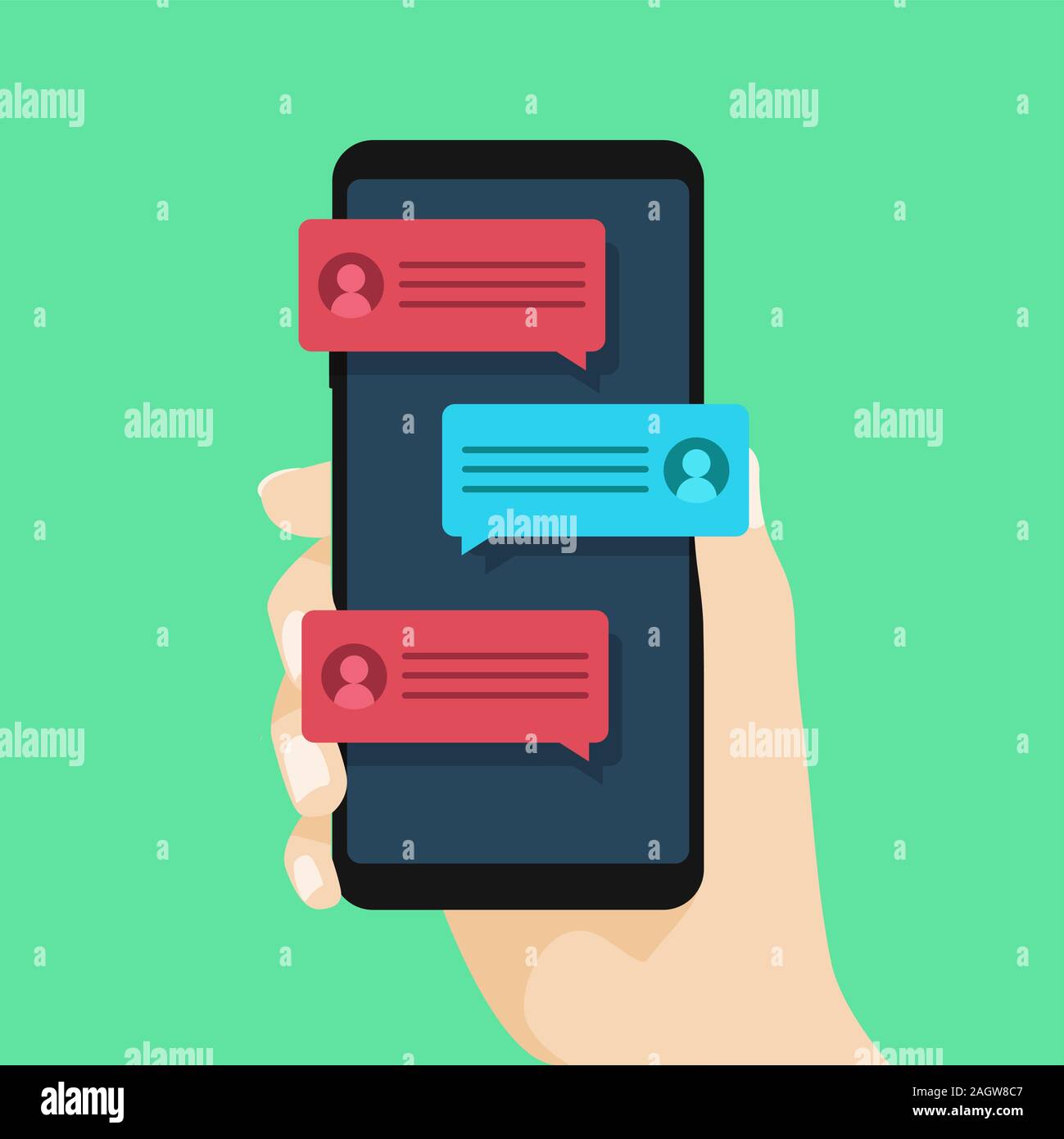Mobile phone chat message notifications. vector Stock Vector Image ...