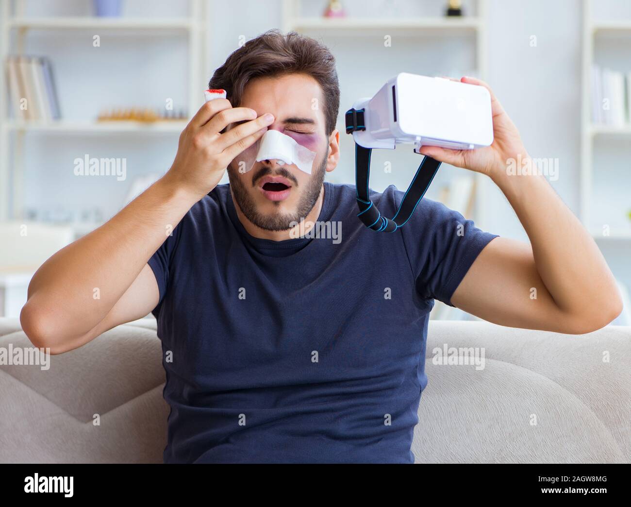 Young man defeated in sports game suffered loss with broken bleeding ...