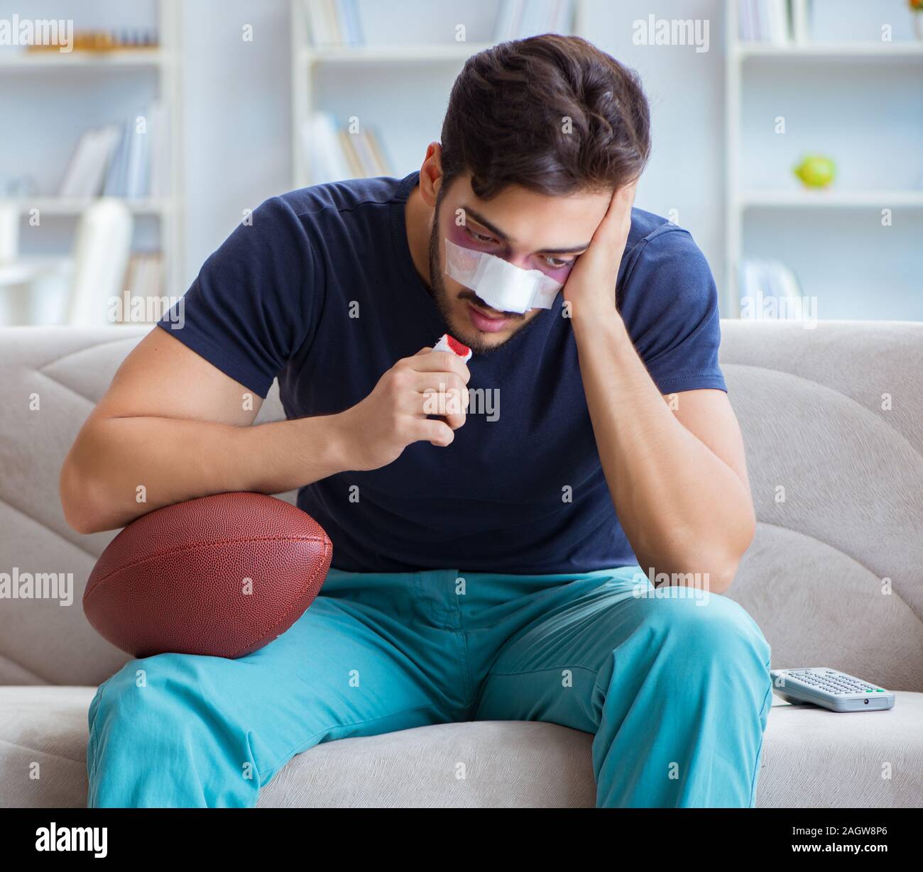 Young man defeated in sports game suffered loss with broken bleeding ...