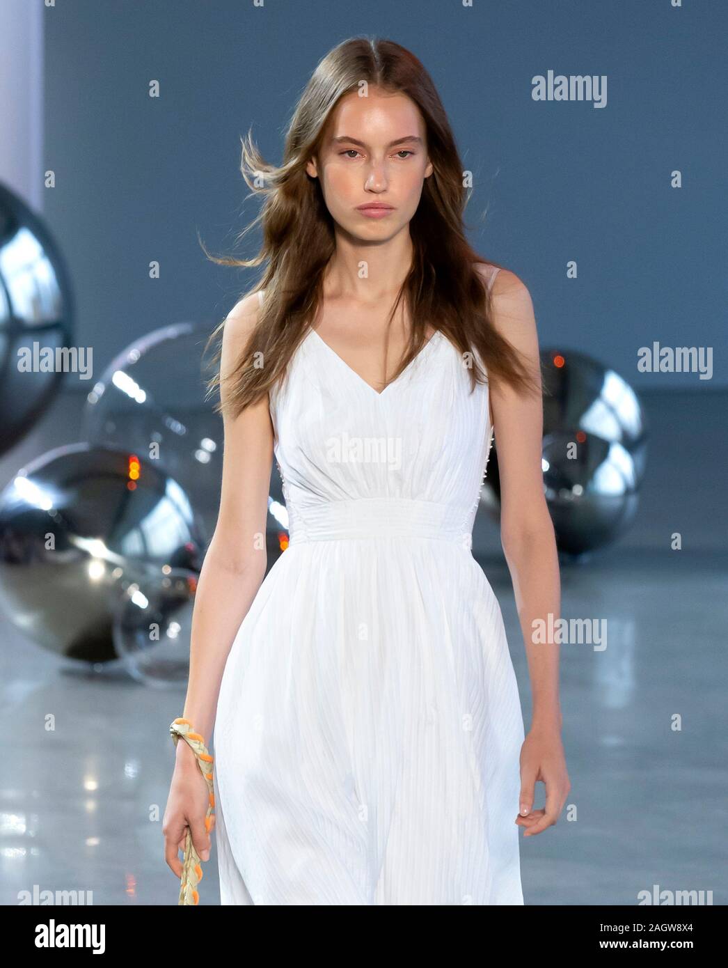 New York, NY - Sept 10, 2019: Laura Sorensen walks the runway at the ...