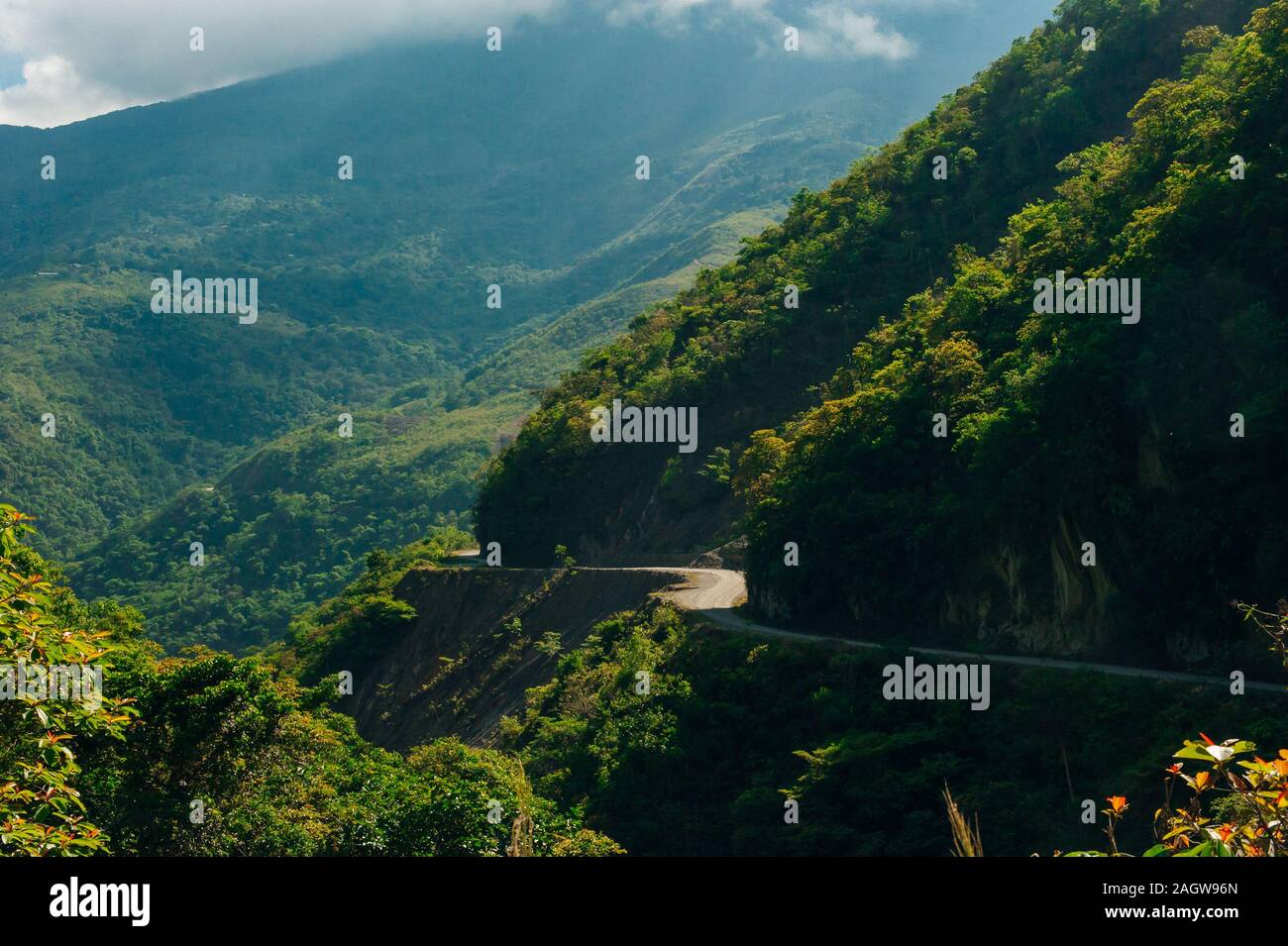 The Death Road is one of the most dangerous roads in the world Stock ...