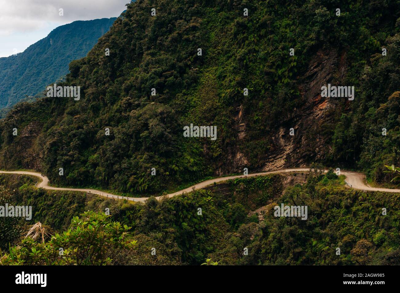 The Death Road is one of the most dangerous roads in the world Stock ...