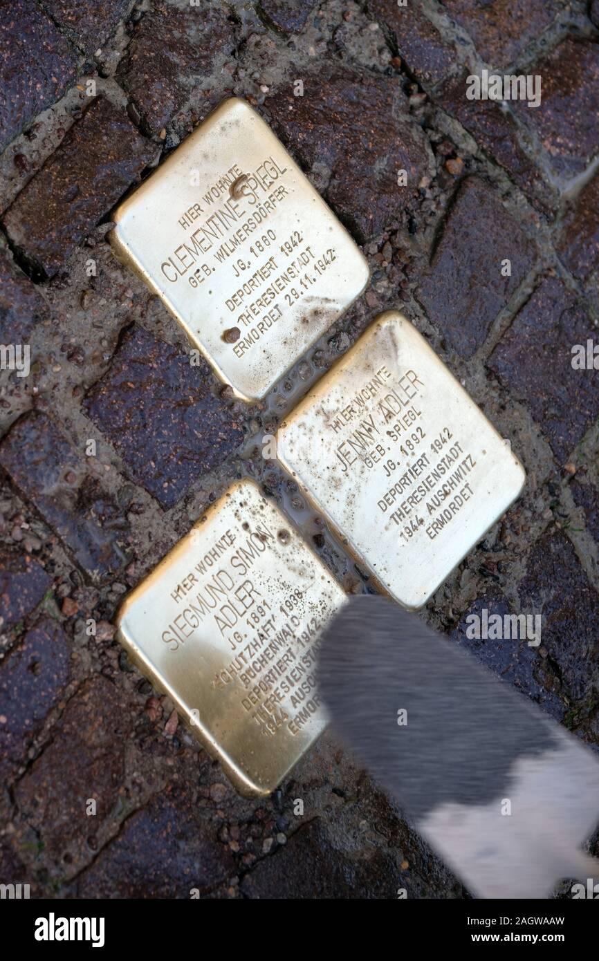 Leipzig, Germany. 29th Nov, 2019. Relocation of "Stolpersteine ...